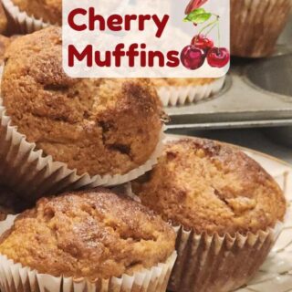 Rhubarb Cherry Walnut Muffins With Cinnamon Brown Sugar Tops